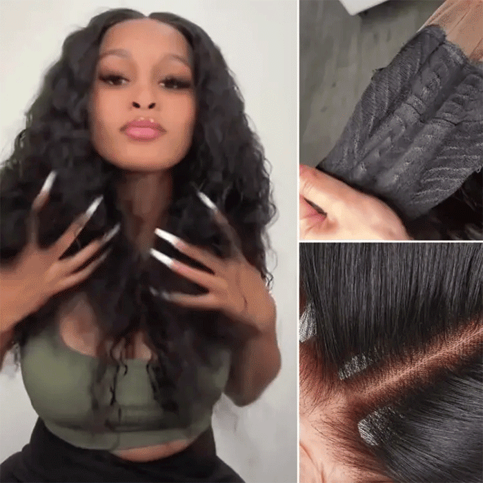 Pull Go Glueless Wig Deep Wave Drawstring Lace Closure Wig Natural Bla